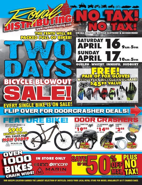 Royal Distributing Bicycle Sales April 16-17 - RedFlagDeals.com Forums