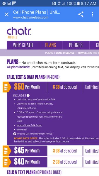 [Chatr] Chatr limited time $40/ $45/ $50 2gb/3gb/6gb - RedFlagDeals.com ...