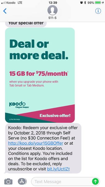 [Koodo] 75$ 15 GB offer for existing Koodo customers with TAB SMALL ...