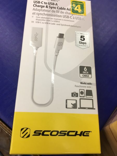 [Dollarama] Sosche USB-C (male) to USB-A (female) cable (USB 3.1) $4 ...