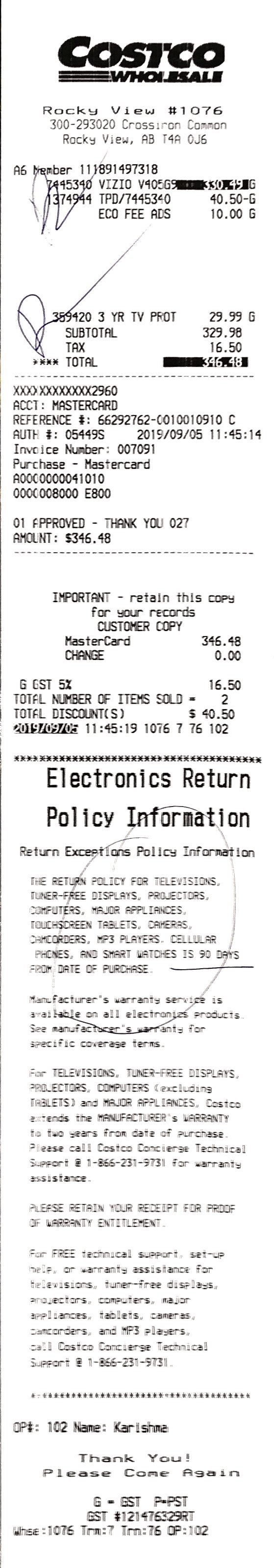 [Costco] Vizio 40" 4K Model V405-G9 $289.99 - RedFlagDeals.com Forums