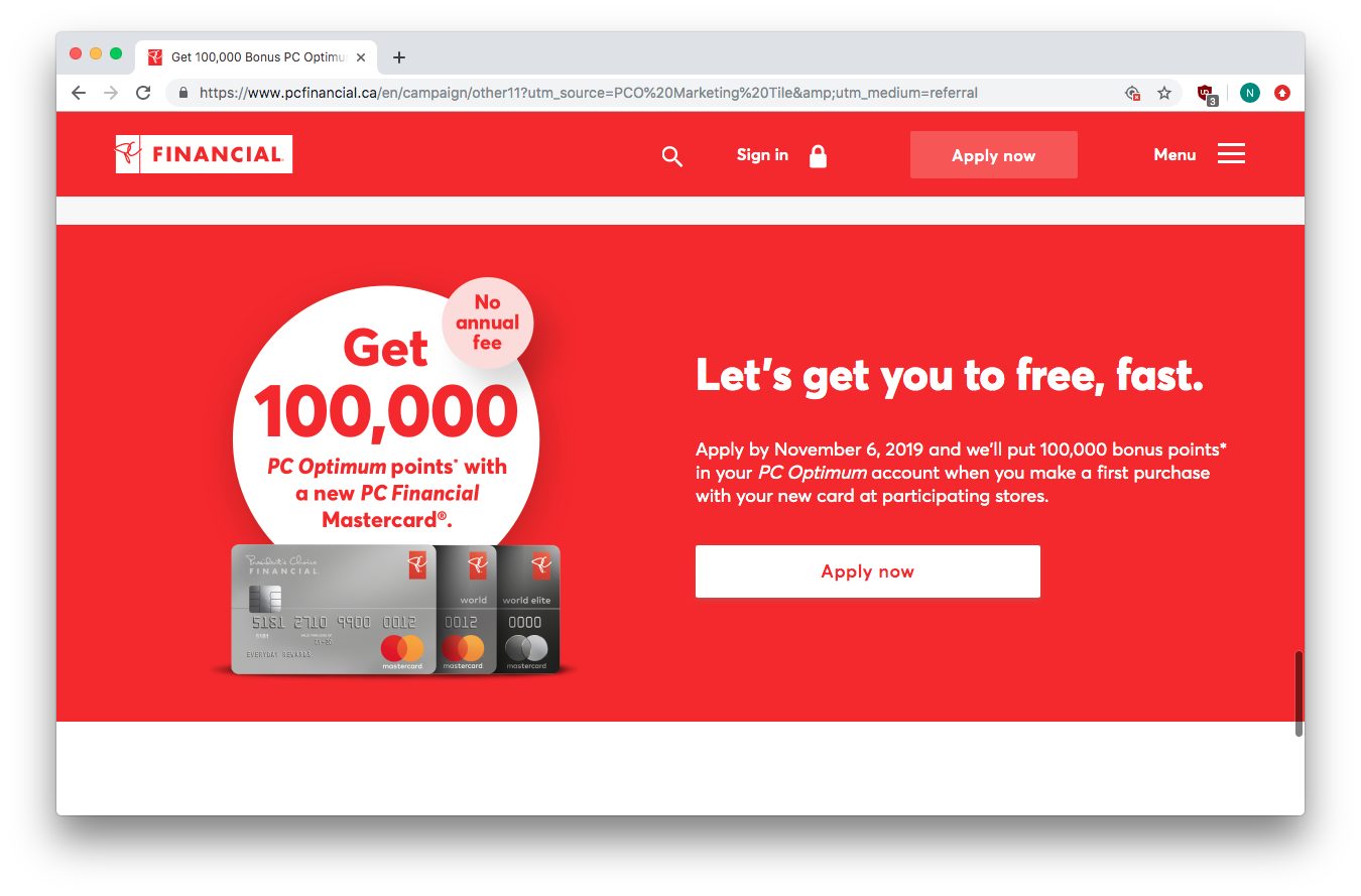 [President's Choice] Get 100,000 PCO Points for New PC Financial ...