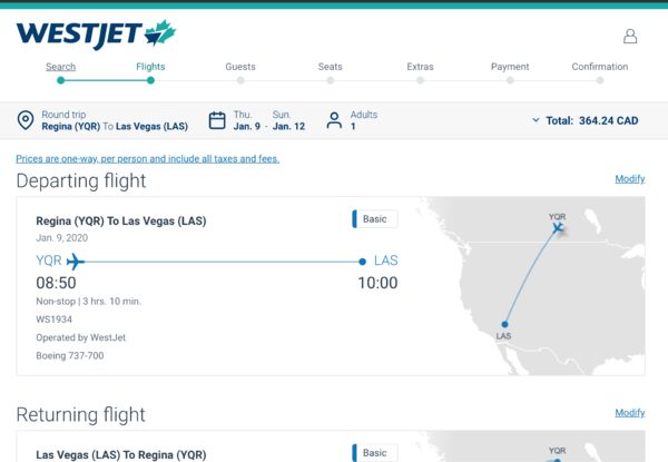 [WestJet] Regina - Westjet - Direct flights, round trip to Las Vegas ...
