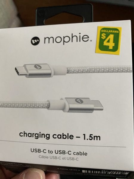 [Dollarama] Mophie USB-C to USB-C 3.1 5ft $4.00 - RedFlagDeals.com Forums