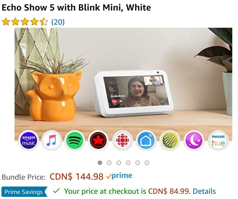 [Amazon.ca] [Prime Members] Echo Show 5 + Blink Mini - $85 ...