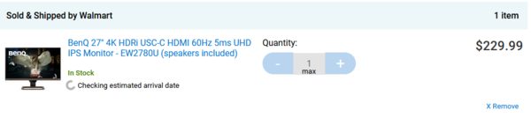 [Walmart] BenQ 27" 4K HDRi USC-C HDMI 60Hz 5ms UHD IPS Monitor ...
