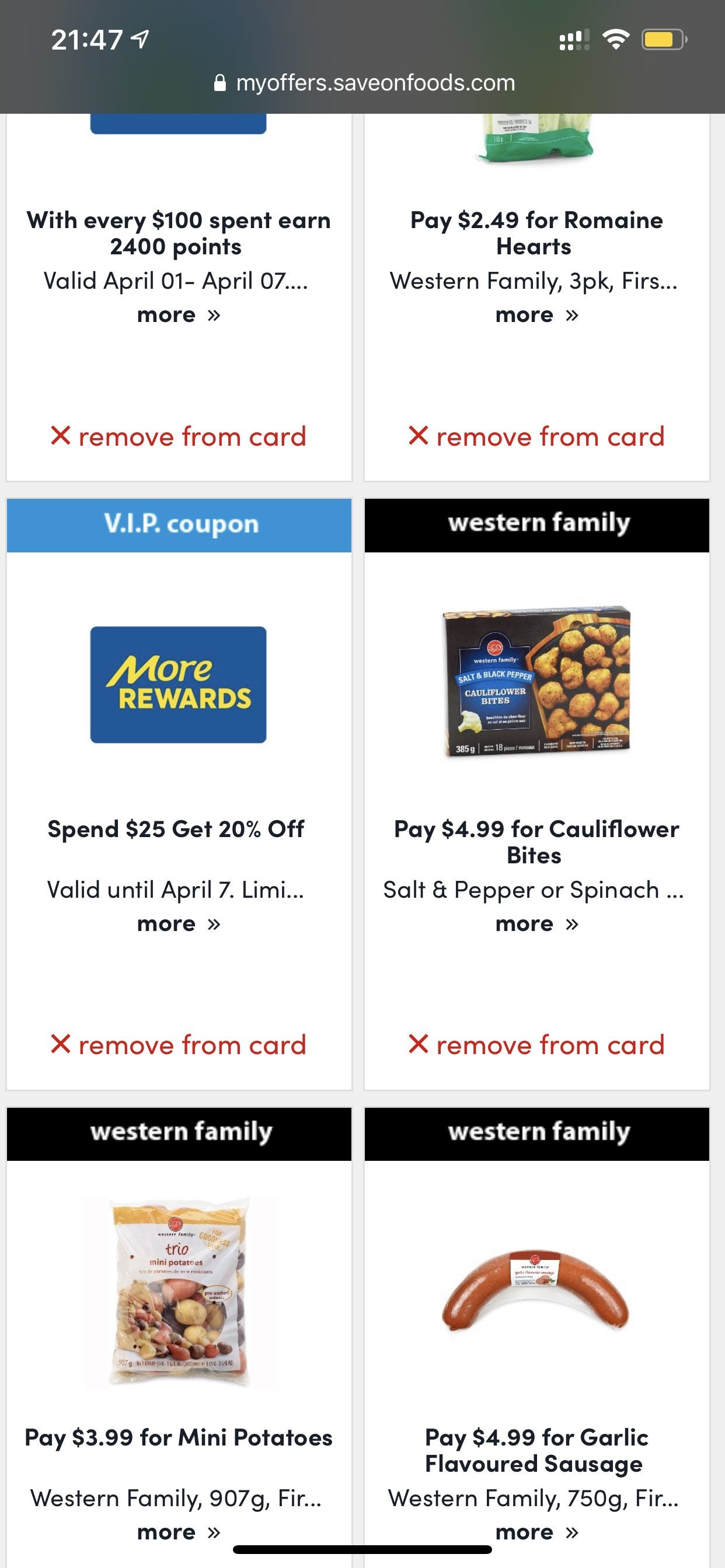[Save On Foods] YMMV - Save on foods my offers $10 off $25 or 20% off ...