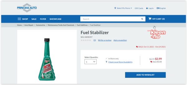 [Princess Auto] Fuel Stabilizer $3.99 - RedFlagDeals.com Forums