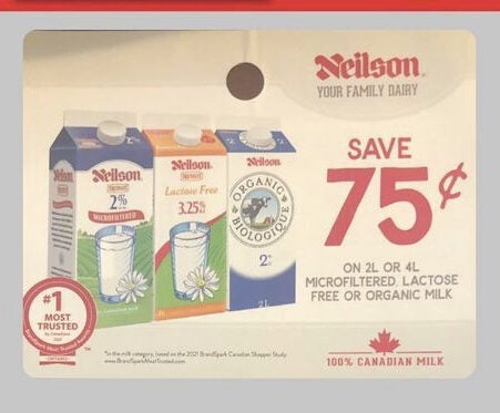 [No Frills] (GTA Ontario) Neilson Trutaste filtered 2% Milk $3.99 4L ...