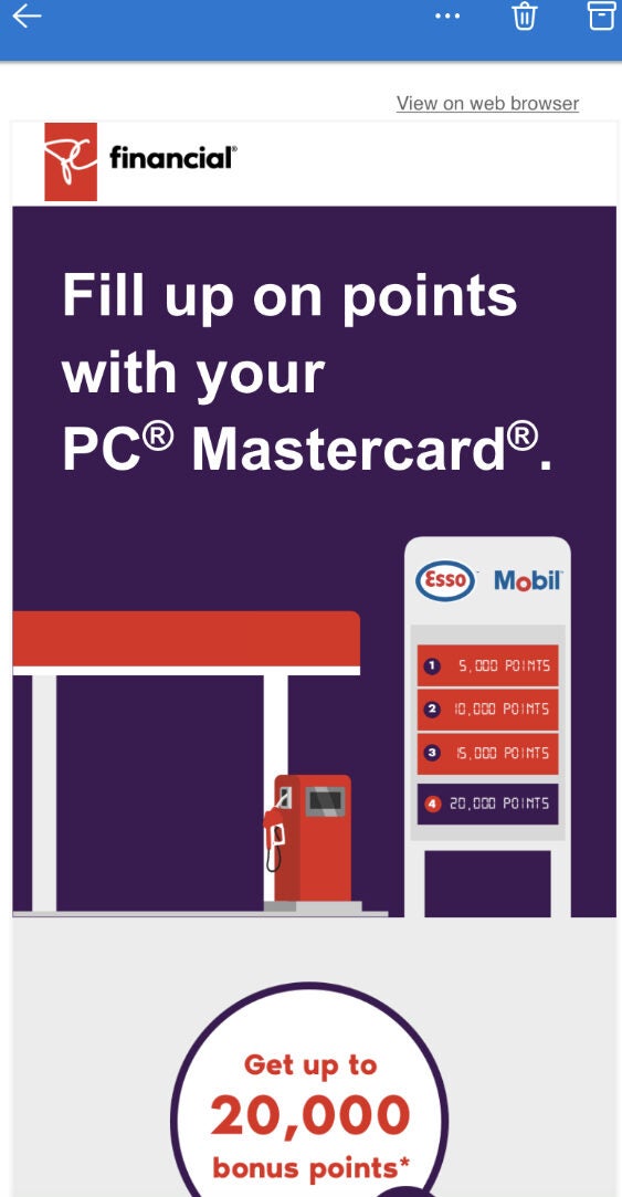 [Esso] Earn 5,000 bonus PC Optimum points on each fuel purchase of 30 ...