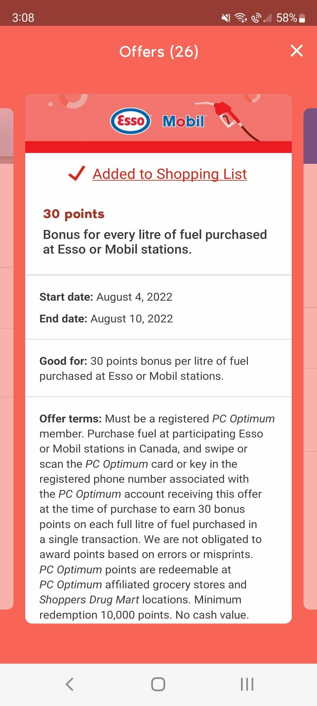 [Esso] [Mobil] Earn 100 PC Optimum points per litre on 91, 93, or 94 ...