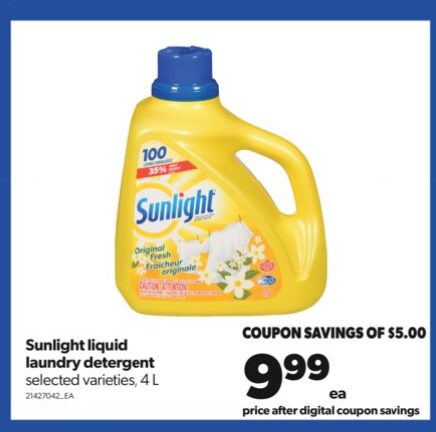 [Real Canadian Superstore] Sunlight Liquid Laundry Detergent 4L $2.79 ...