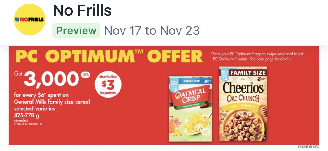 [No Frills] Nov. 17-23: Redeem 20K PCO Points, Get 9K Points on 4 x GM ...