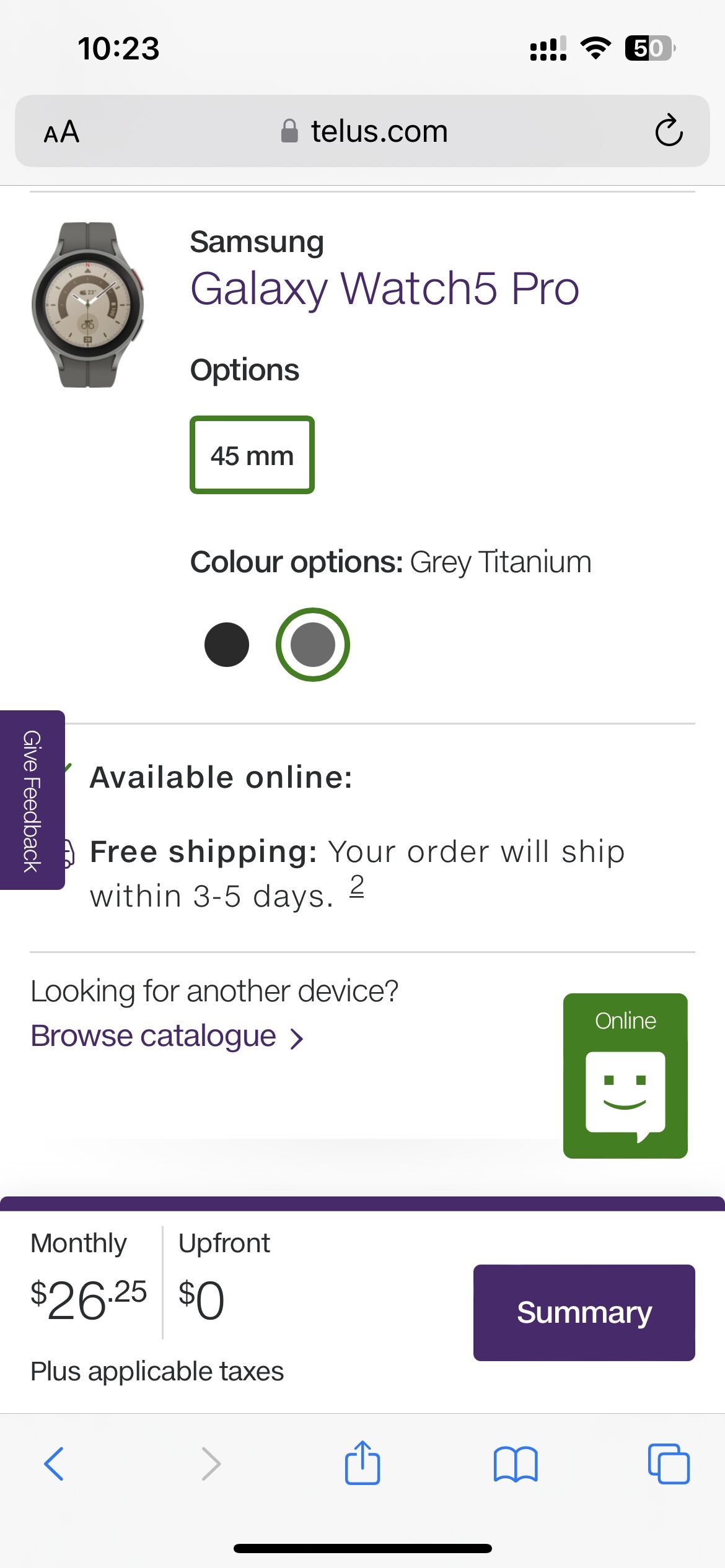 [Telus] Samsung Galaxy Watch5 & Watch5 Pro $0 with $10/m smartwatch ...