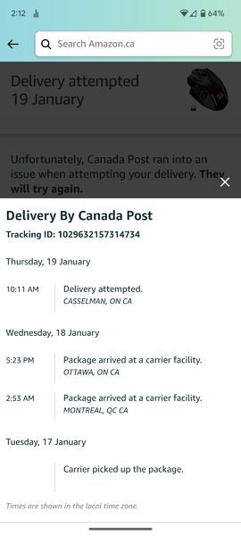 Amazon order - "Attempted delivery" from Canada Post - RedFlagDeals.com ...