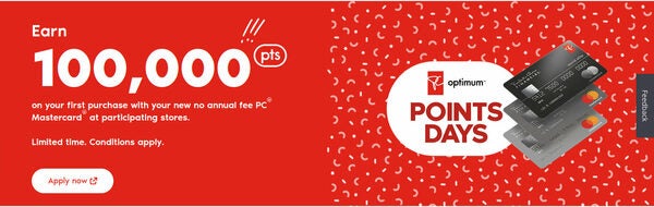 [PC Financial] Get bonus 100K PC Optimum Points when you apply for a ...