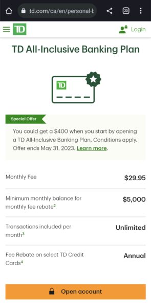 [TD Bank] Open TD Chequing Account and get up to $400 - Page 2 ...