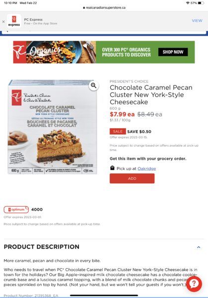 [Loblaws] PC Cheesecakes $8.99 and 4k points back - Page 2 ...