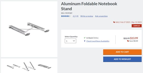 [Princess Auto] Aluminum Foldable Notebook Stand - $ 13.99 ...