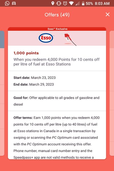 Esso shady worded promotion - Redeem 4k for 10cents off per litre (not ...