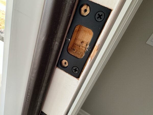 Hole in door frame for deadbolt is too shallow - help fix ...