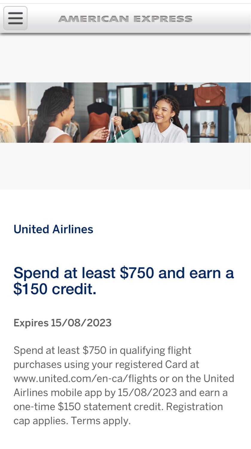 [American Express] [Amex offers] United Airlines - Spend at least $750 ...