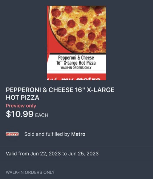 [Metro] PEPPERONI & CHEESE 16" X-LARGE Pizza at $10.99 - RedFlagDeals ...