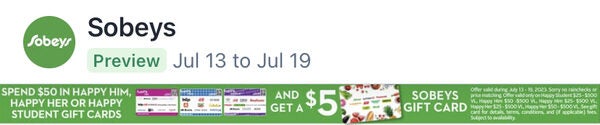 [Sobeys] [Foodland] Get a $5 Sobeys Gift Card WUS $50 in Happy Student ...
