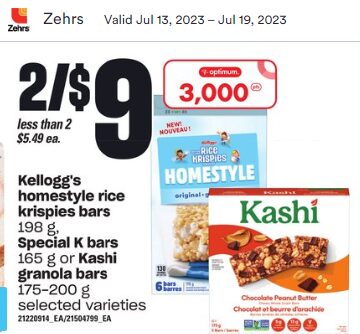 [Loblaws] Free Kellogg's Homestyle Rice Krispies or Special K Bars ...