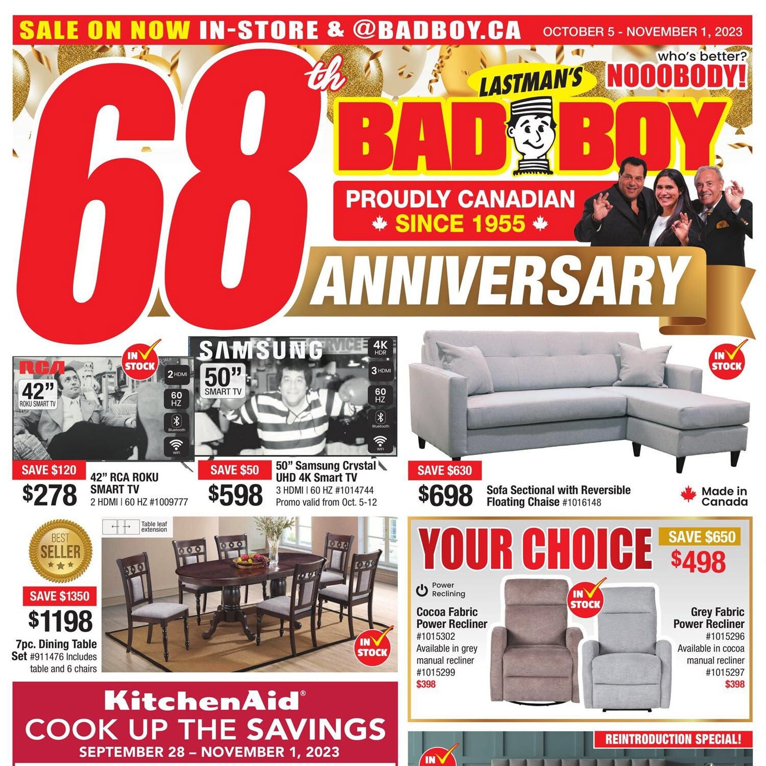 Bad Boy Furniture Weekly Flyer - October Savings - 68th Anniversary ...