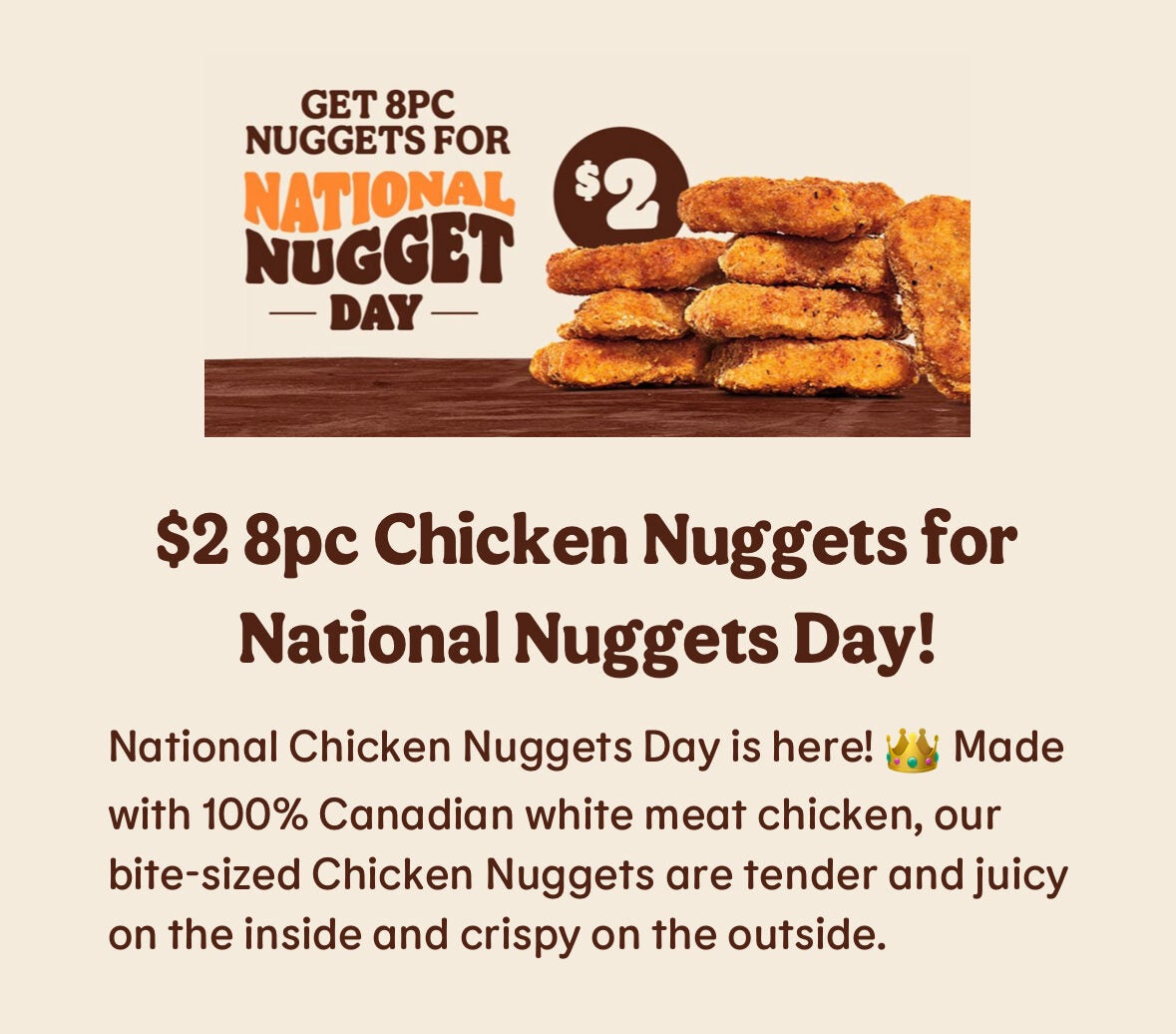[Burger King] $2 - 8pc Chicken Nuggets for National Nuggets Day ...