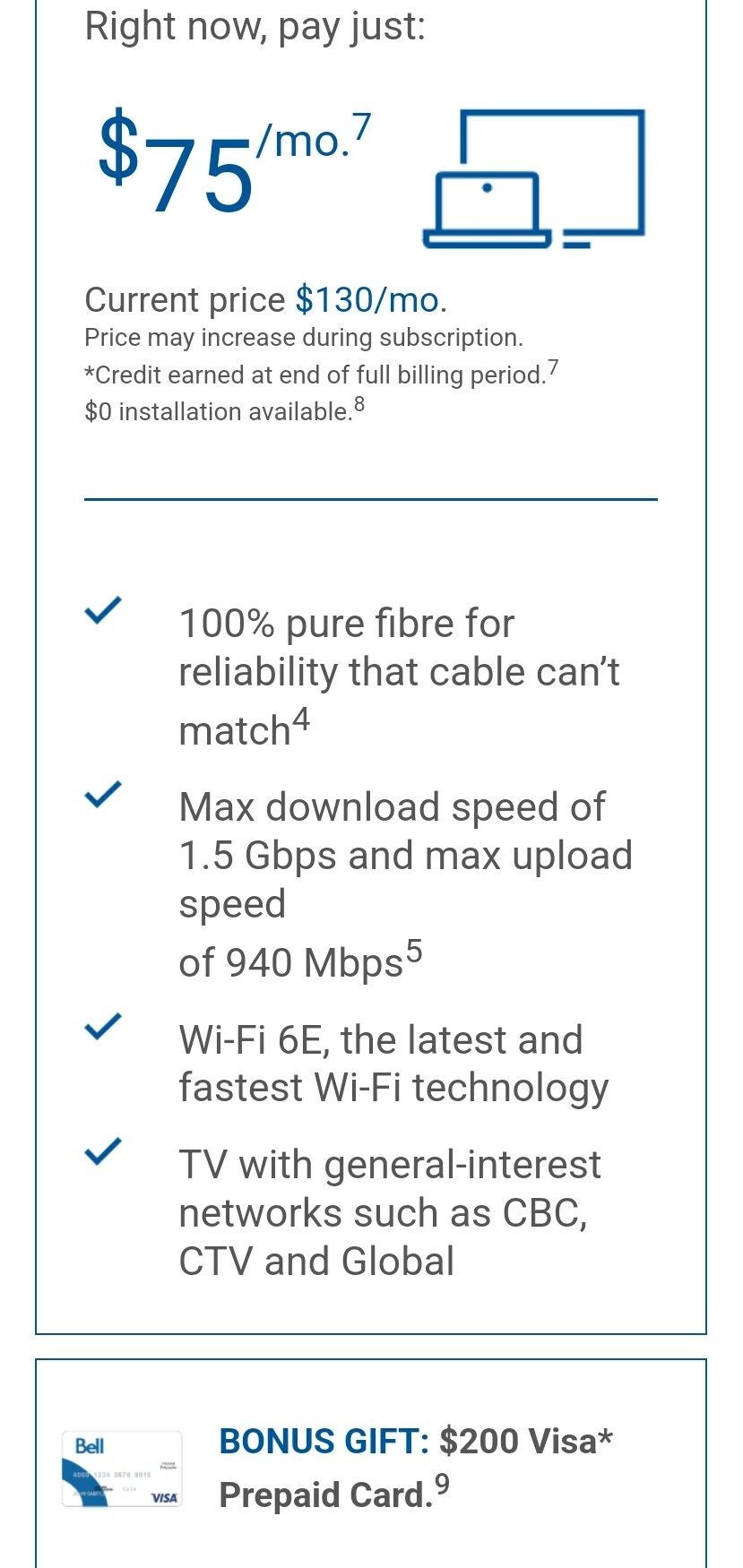 [Bell] [Black Friday] YMMV-Bell Fibe Internet New account with Bonus ...