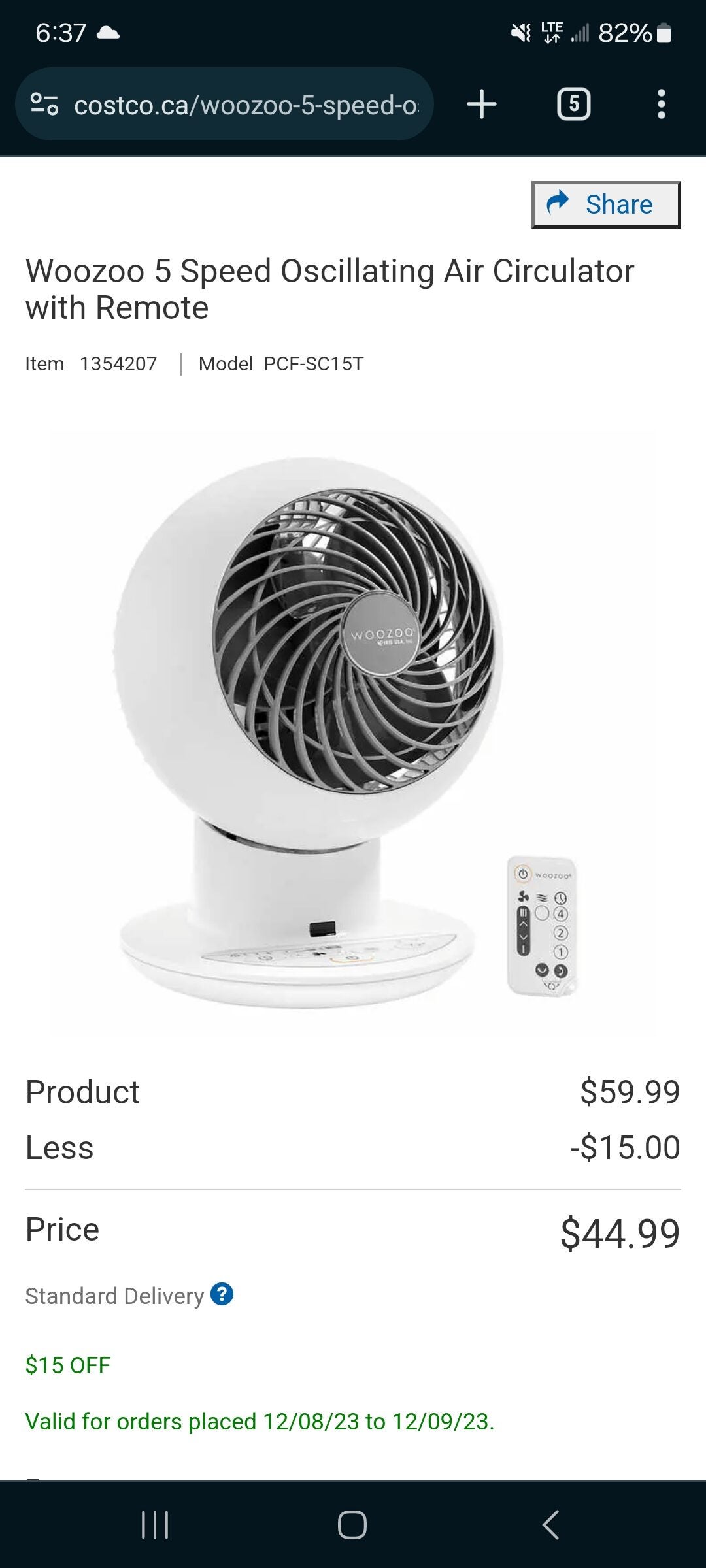 [Costco] Costco.ca: Woozoo Fan $44.99 ($15 off) - RedFlagDeals.com Forums