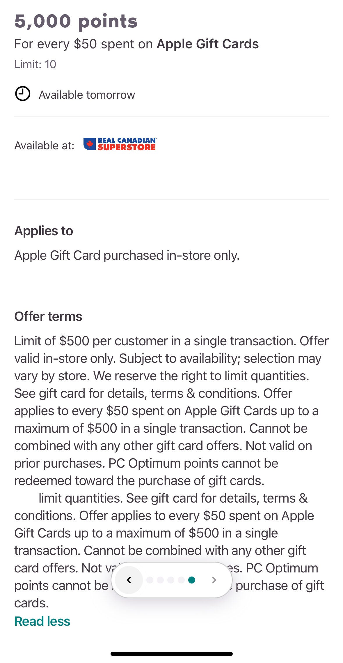[PC Optimum] Get 5k PCO pts for every $50 spent on Apple Gift Cards Mar ...