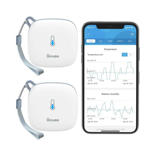 [Govee] 2 Pack - Govee WiFi Thermometer Hygrometer Sensor H5179 w/ 2 ...