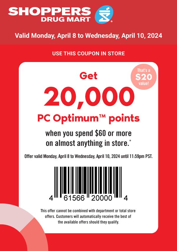 [Shoppers Drug Mart] Text “20X” or “20K” to 736-898 to choose your ...