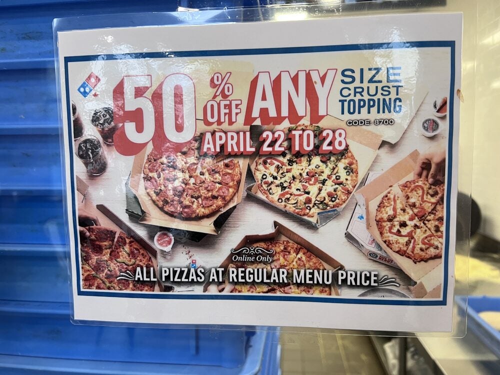[Domino's Pizza] 50% OFF on all Pizza at participating locations ...