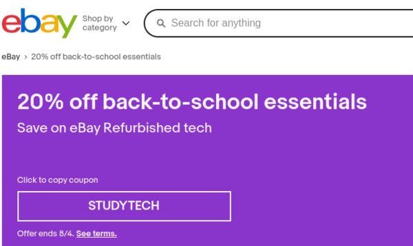 [eBay.ca] 20% extra off on eBay Refurbished tech items (back-to-school ...