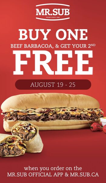 [Mr. Sub] BOGO Free Beef Barbacoa Sub or Wrap (App/Web only) - Page 2 ...