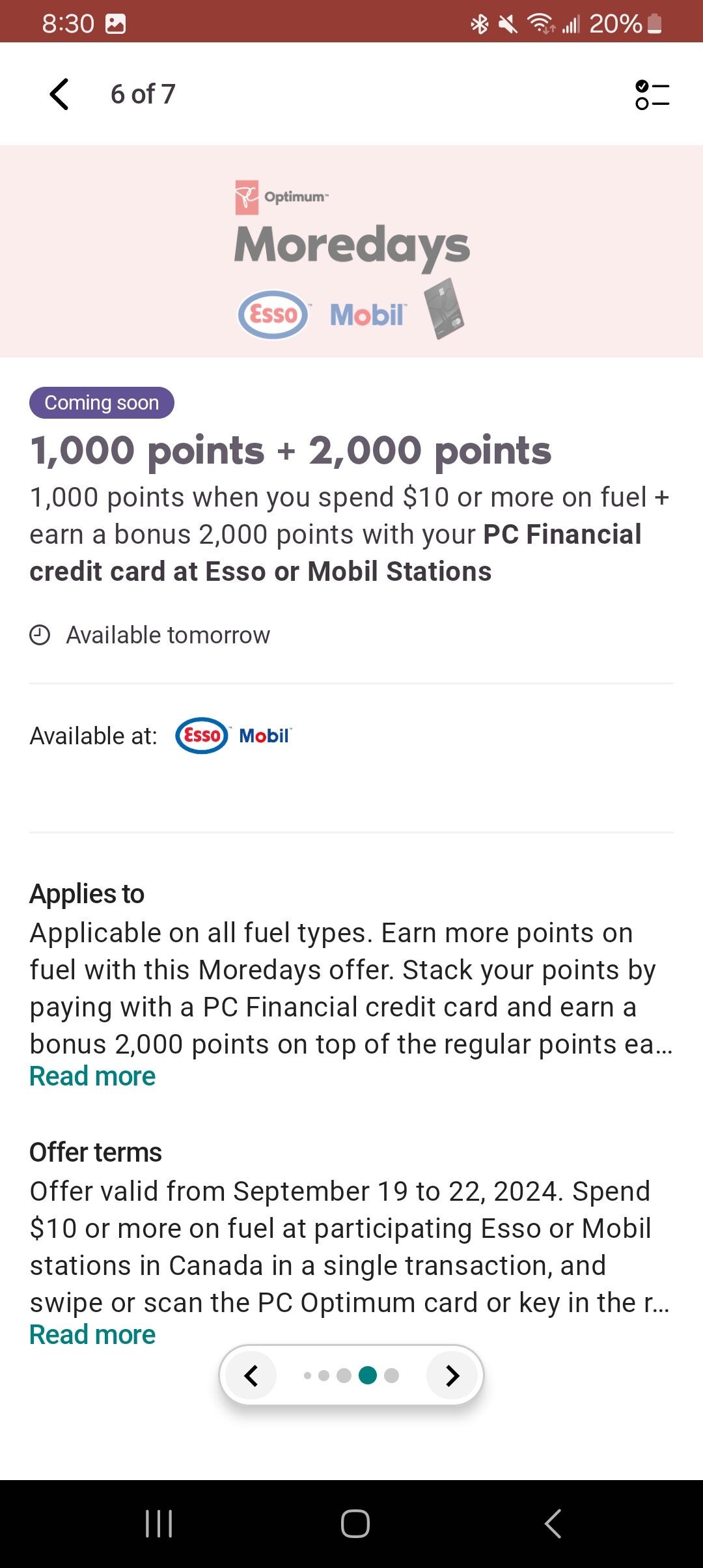 [Esso] Esso and Mobil gas offer earn 1000 PC points (+2000 points if ...