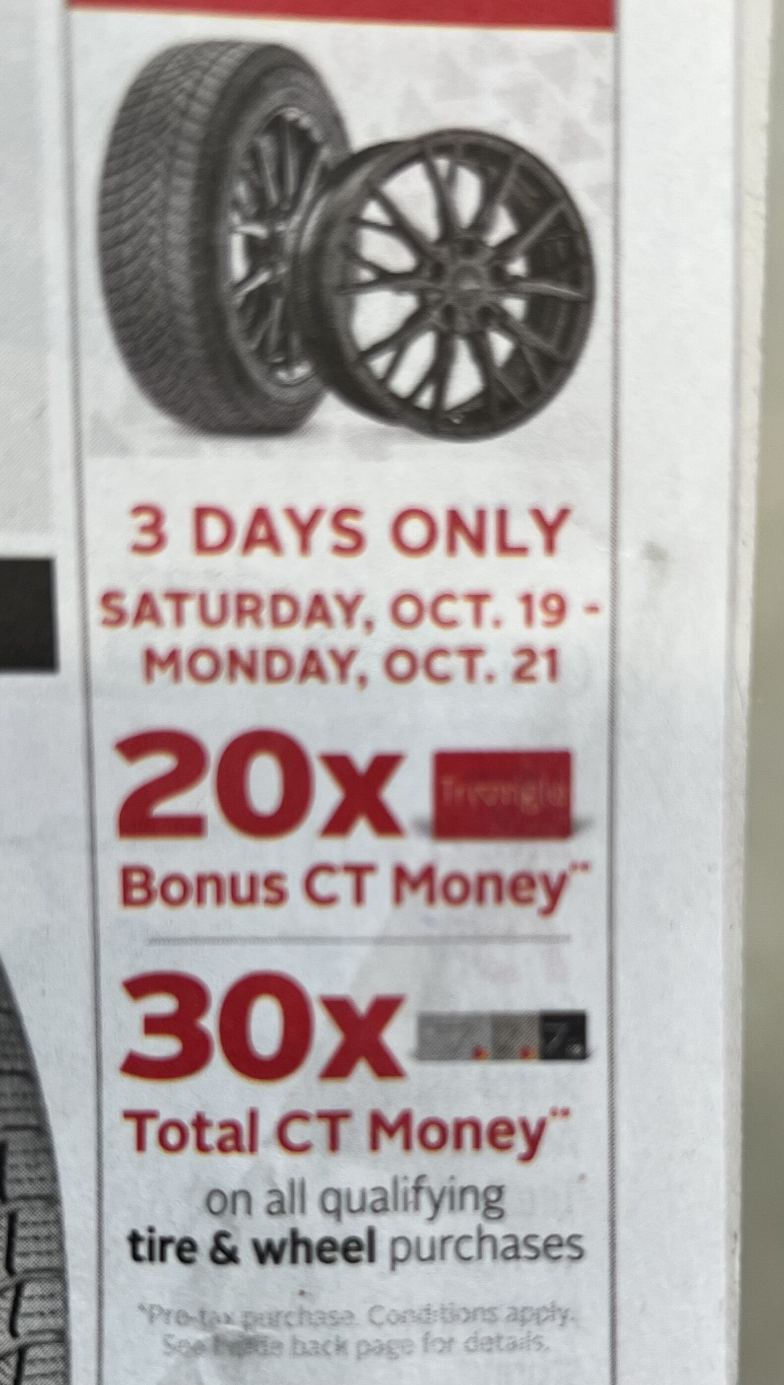 [Canadian Tire] Get $20 CT Money WUS $150+ (Oct. 18); Get 20x (30x w ...
