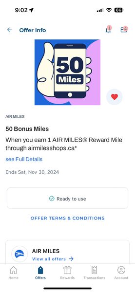 [Air Miles] [YMMV] 50 Bonus Miles When You earn 1 Air Miles through ...