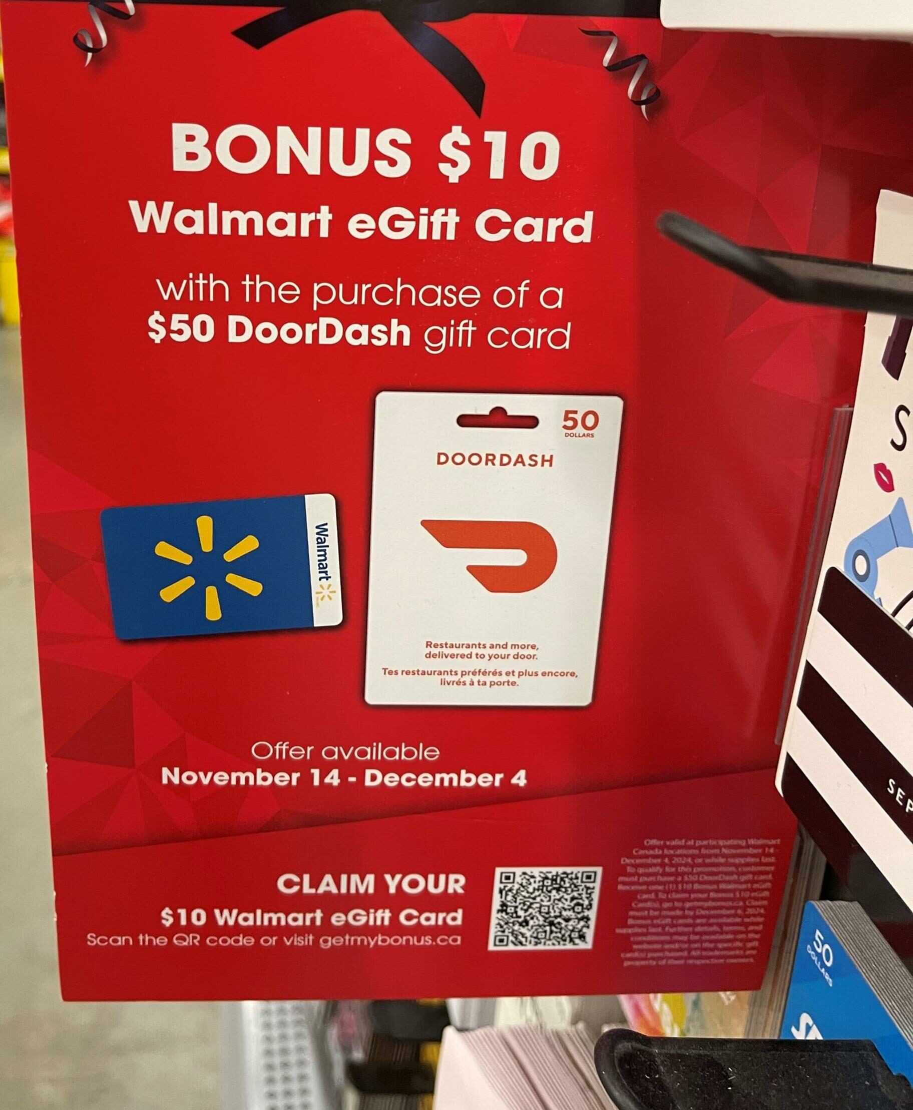 [Walmart] In Store: Bonus $ 10 Walmart eGift Card with $ 50 DoorDash ...