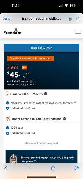 [Freedom Mobile] [Black Friday] iPhone 16 Pro $24/m; Pro Max $30/m on ...