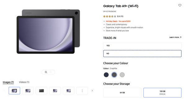 [Samsung] Galaxy Tab A9+ WiFi (Venngo/ServicePlus/Perkopolis/SPC/others?) 128GB/8GB Graphite ...