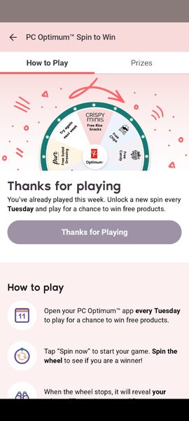 [PC Optimum] Play PC Optimum™ Spin to Win (Dec. 3-24) Must have the App ...