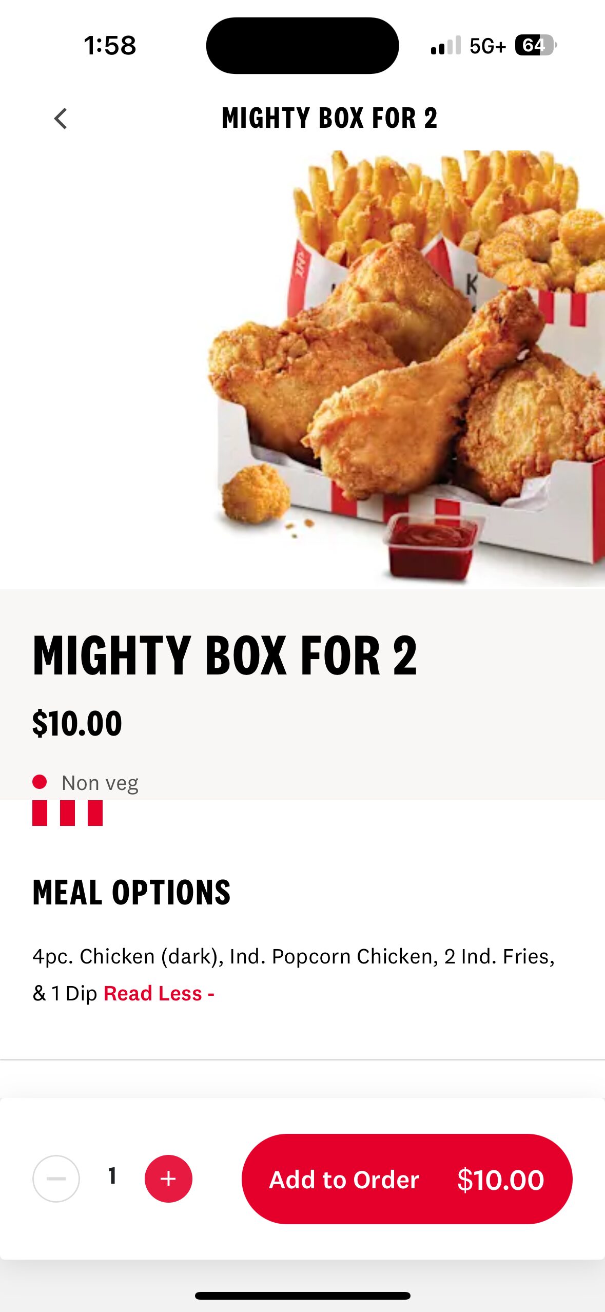 [KFC] $10 Mighty Box for 2 (YMMV) - 4x Original Recipe Chicken, 1x Ind ...
