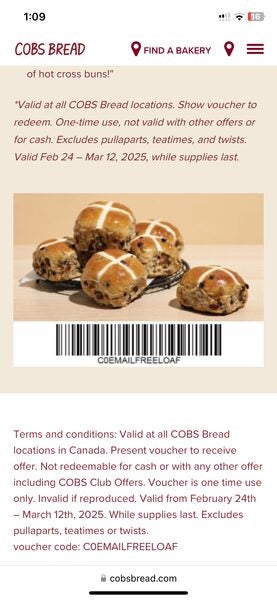 [COBS Bread] Buy a 6-pack of hot cross buns you get a FREE Loaf ...