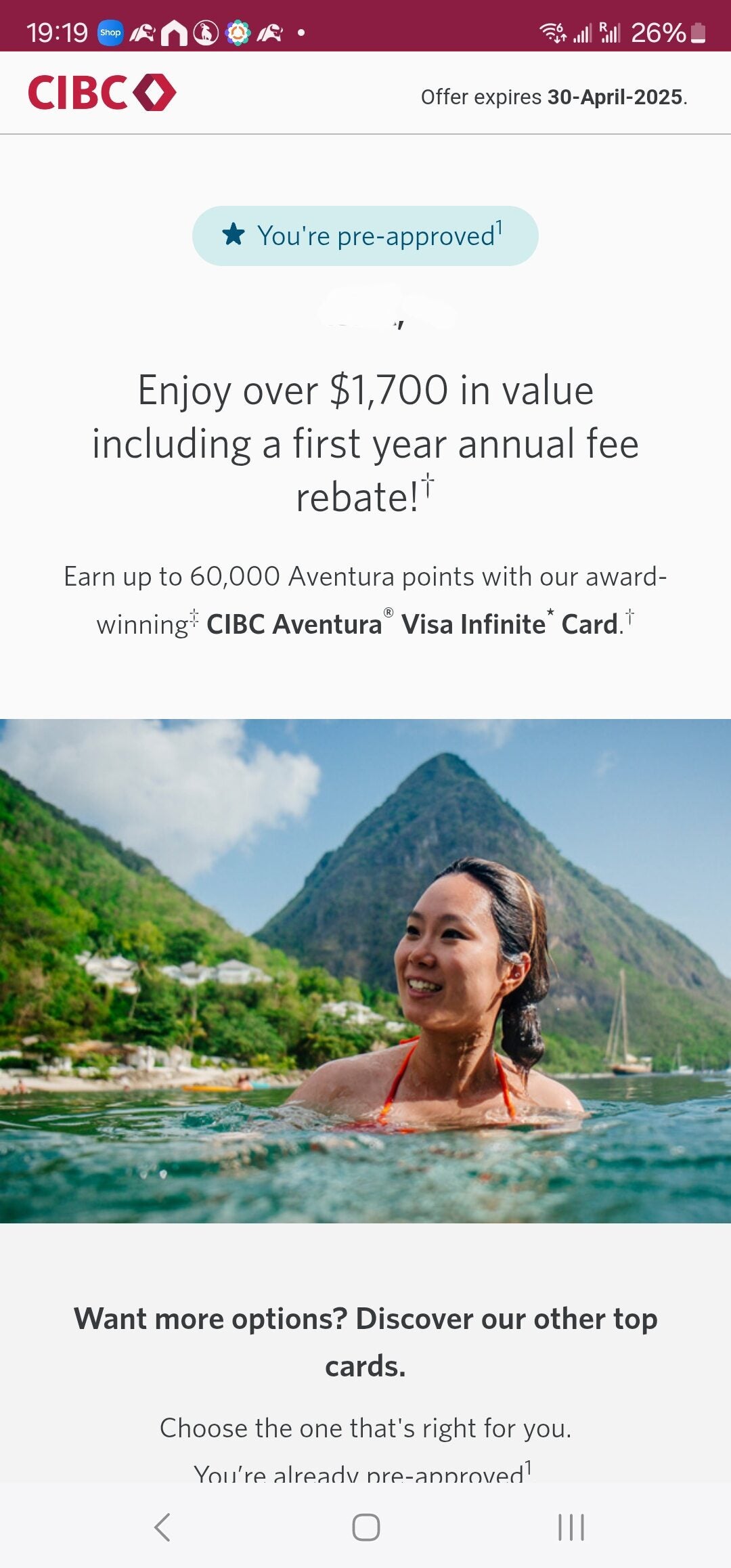 [CIBC] CIBC Aventura Visa Infinite/Gold offers: 45k-60k, FYF, $3000 ...