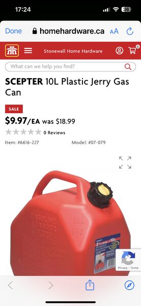 [Home Depot] SCEPTER 10L Plastic Jerry Can, $9.97/ea. or $8.97 by PM at ...